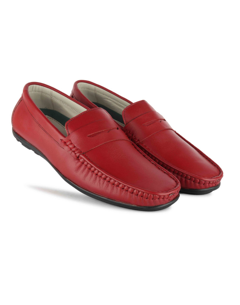 Red Loafers – Buy Red Pure Leather Loafers – Article-230R – Agra Shoe Mart
